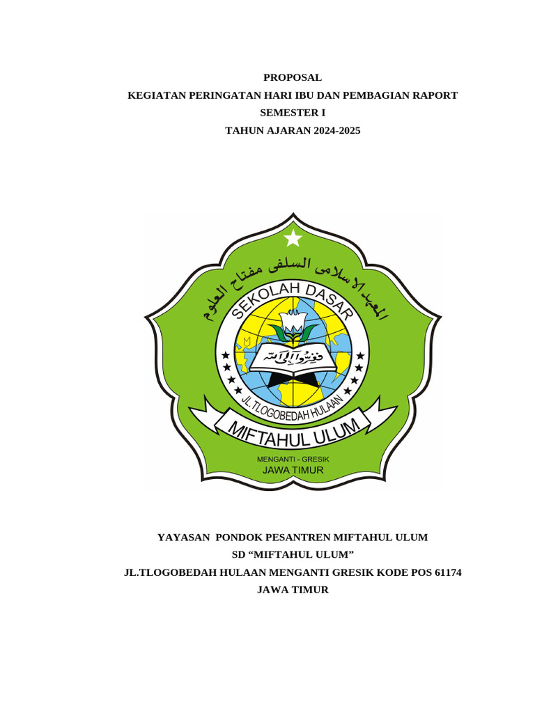 Proposal Peringatan Hari Ibu Dan Pembagian Raport Semester I 2024-2025 | PDF