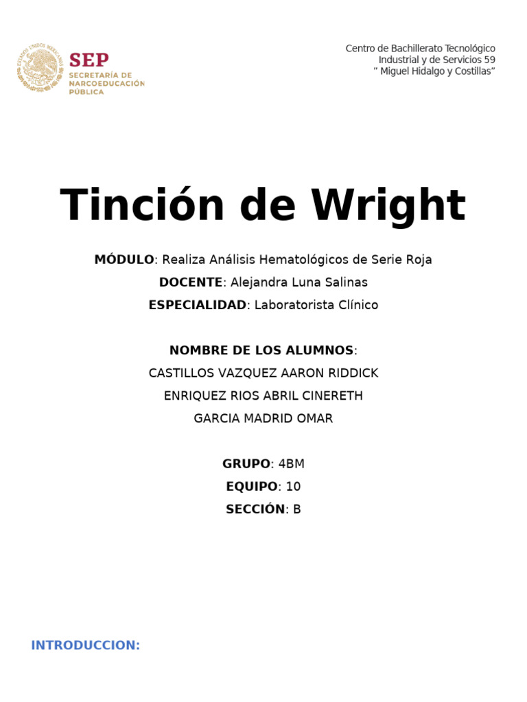 Tincion de Wright | PDF | Tinción | Hematología