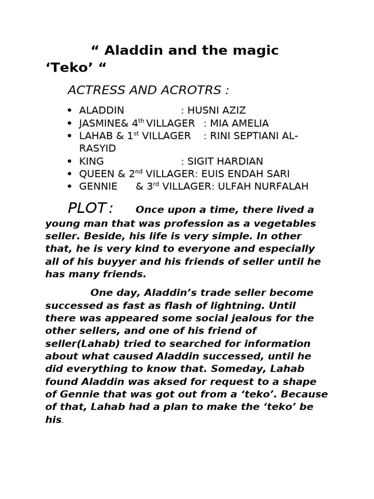 Aladdin and the magic Teko | PDF