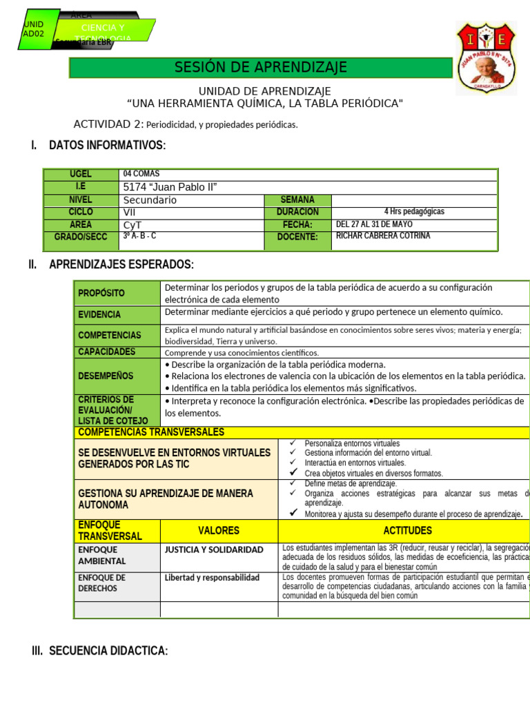 Ses Act 3-Cyt - Tabla Periodica Ii | PDF | Tabla periódica ...