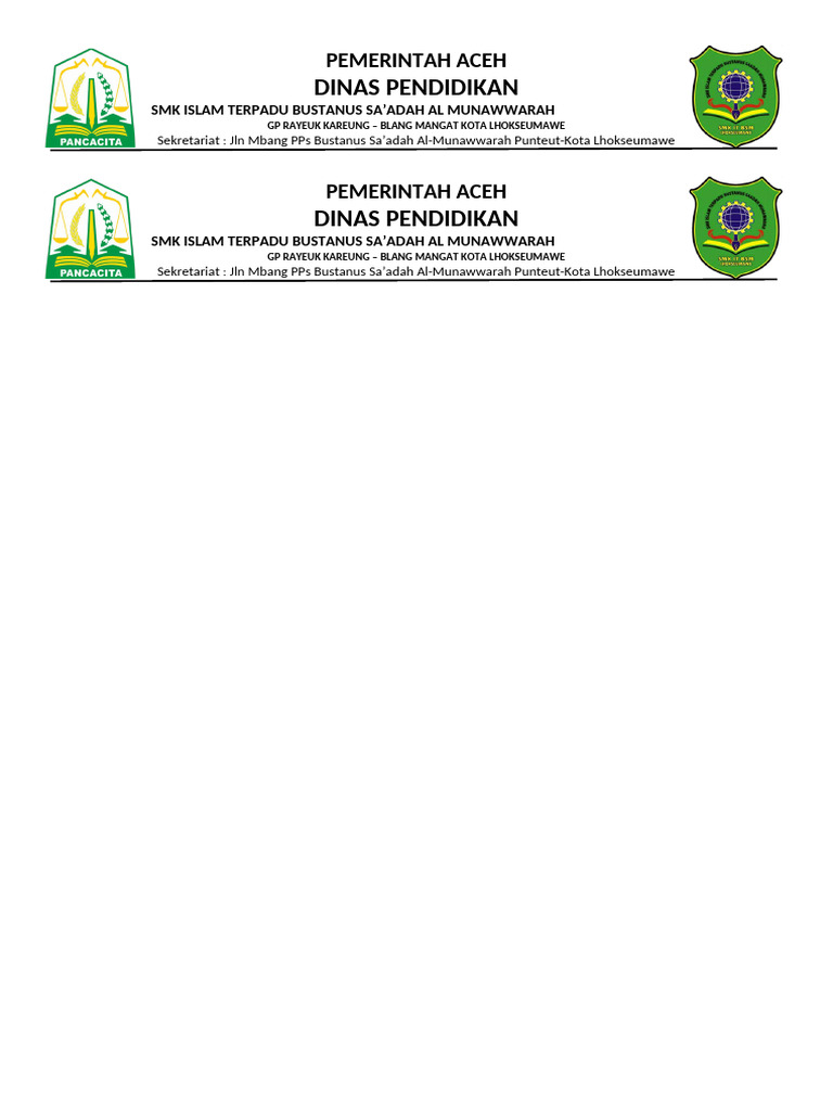 SMK Islam Terpadu Bustanus Sa'adah Lhokseumawe | PDF
