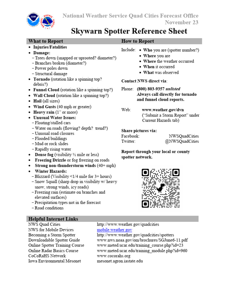 NWS - Winter Spotter Reference Sheet | PDF | Tornadoes | National ...