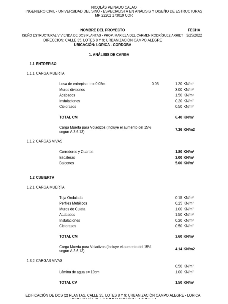 Análisis de Cargas | PDF