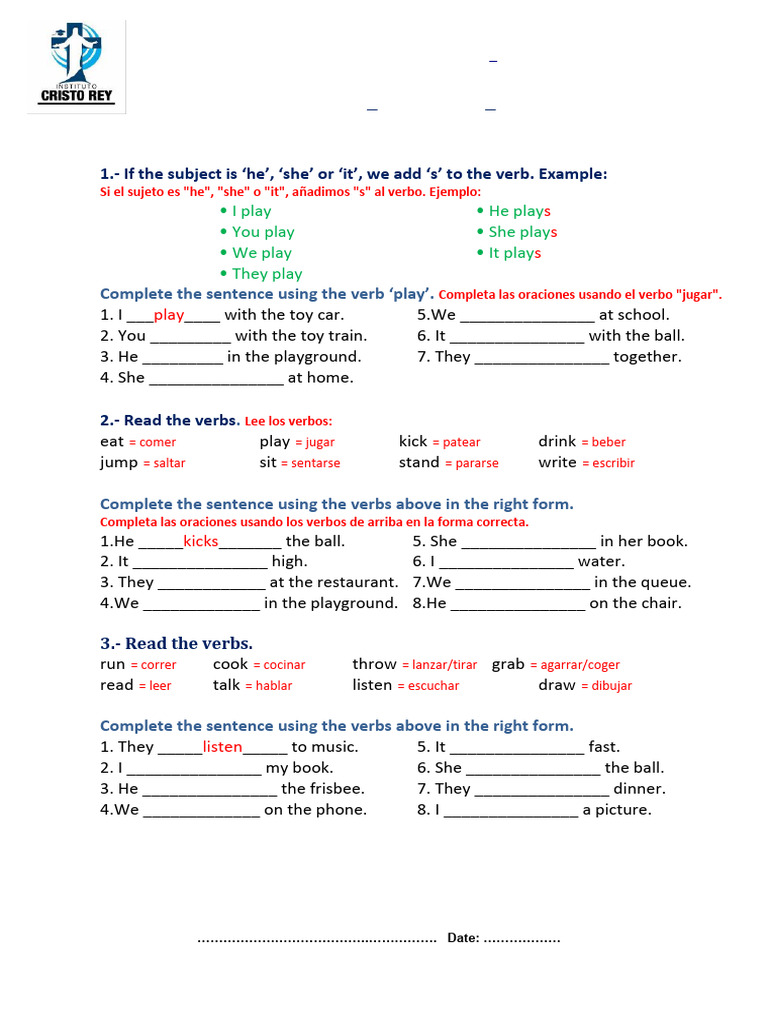 To Be - Present Simple - Other Verbs - Worksheet (1) Anderson | PDF | Morphology | Languages
