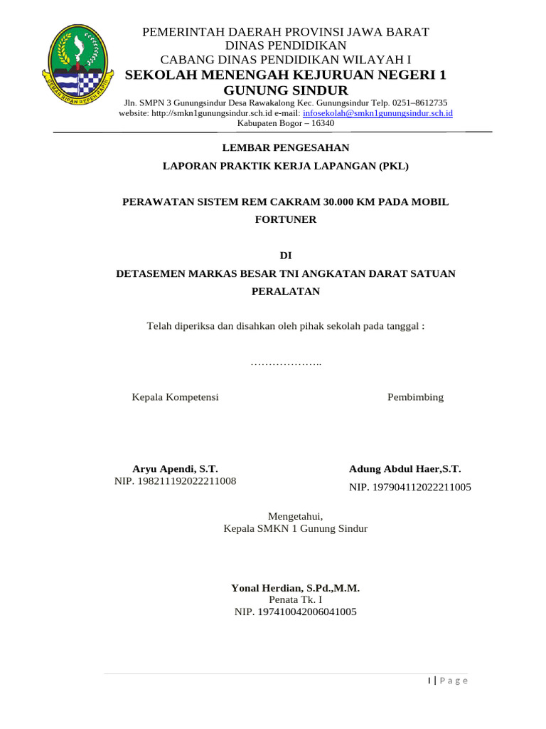 Lembar Pengesahan Sekolah | PDF