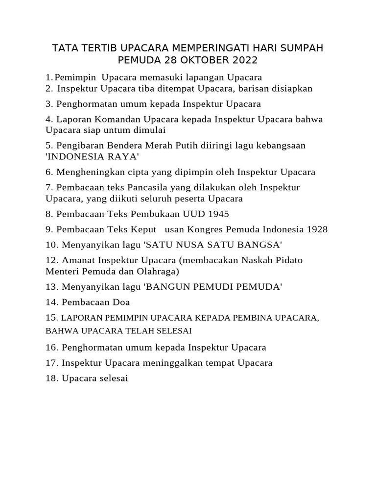 TATA TERTIB UPACARA MEMPERINGATI HARI guru. | PDF