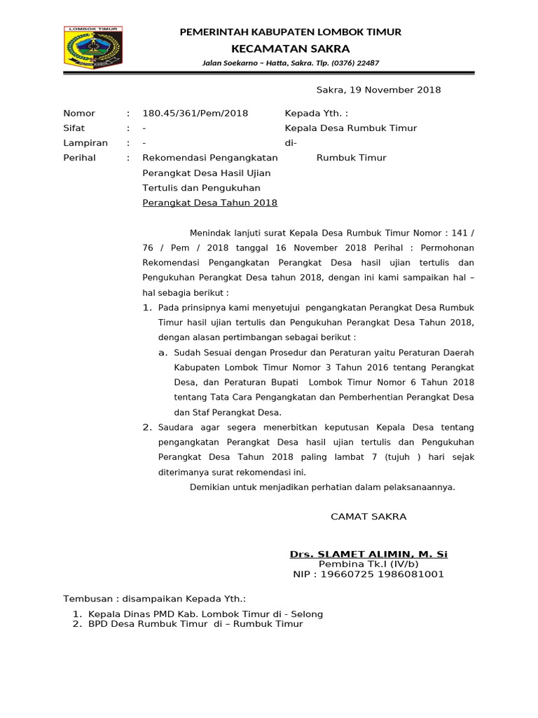 REKOMENDASI CAMAT | PDF