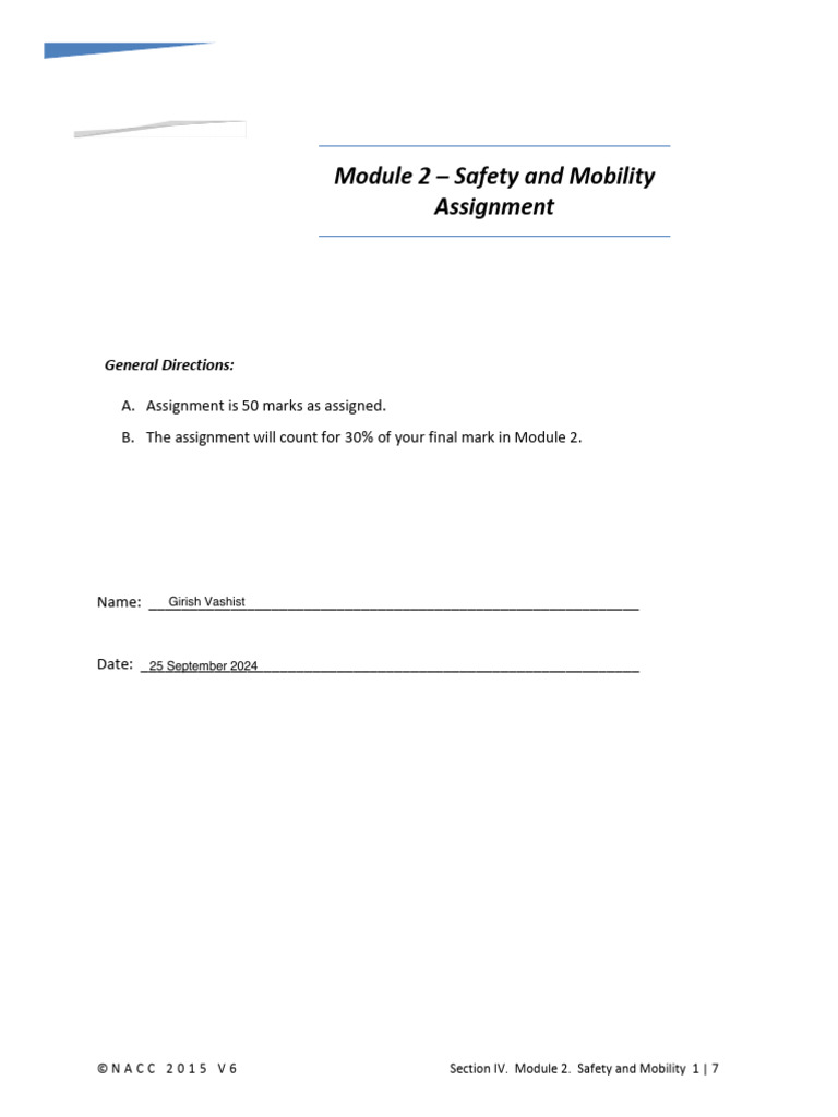 IV-3 Assigmt - Module 2 Safety Mobility | PDF