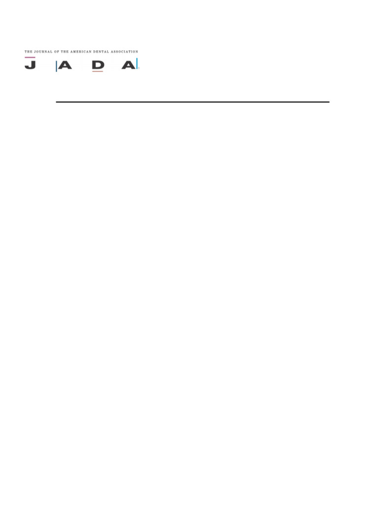JADA Article - Beyond The DMFT | PDF | Dentistry | Anesthesia