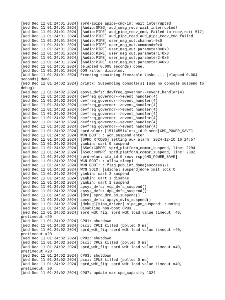 Standby Kernel Log 2024 1211 015354 | PDF | Cpu Cache | Booting