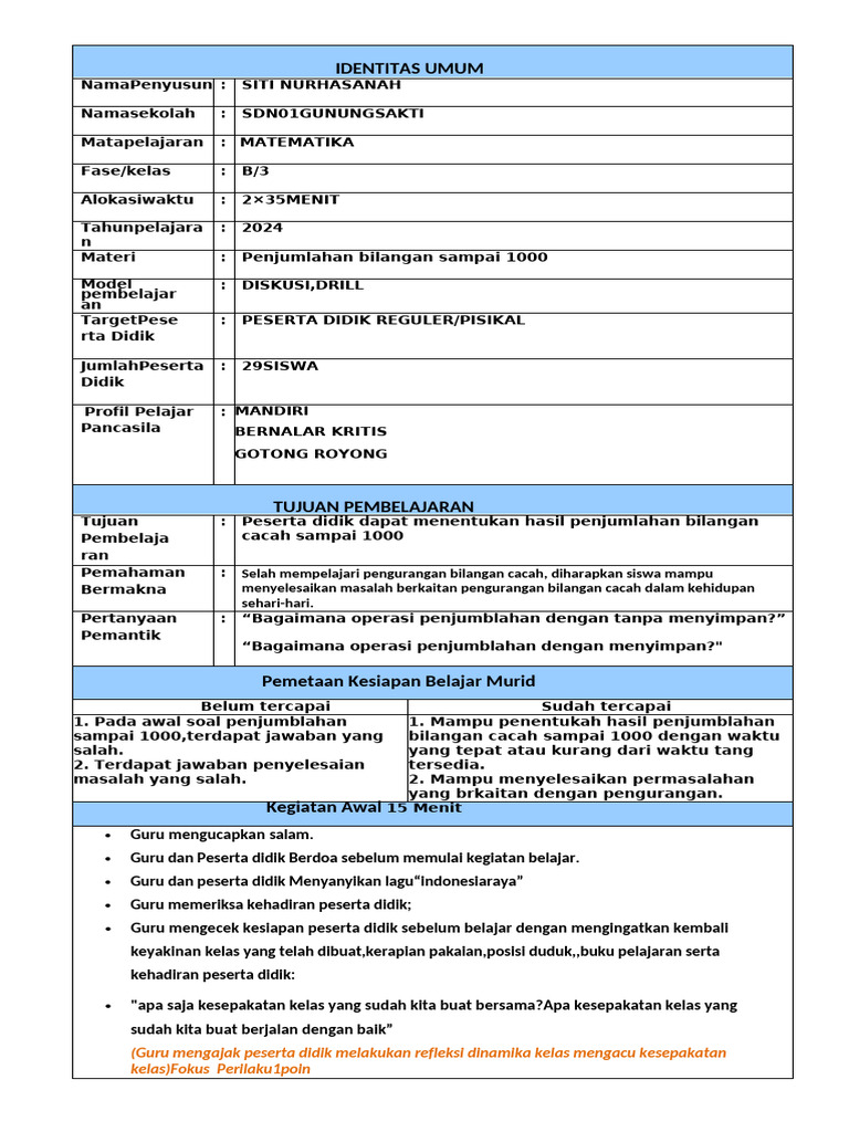 Modul Ajar Matematika Kelas 3 Pdf