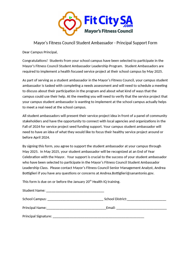 2022-2024 Principal Support Form | PDF