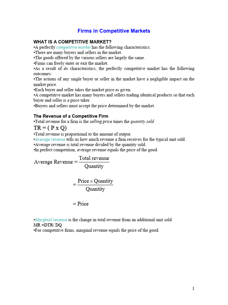 Competitive Market Dynamics Explained | PDF | Profit (Economics ...