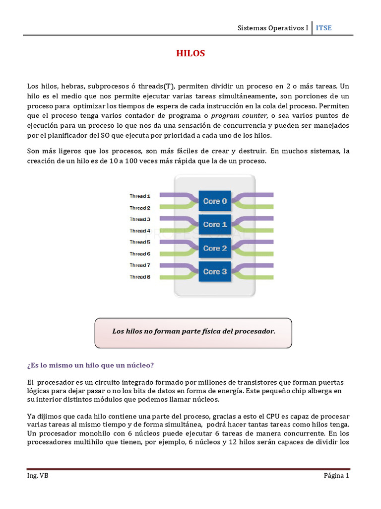 Hilos | PDF | Hilo (Computación) | Proceso (Computación)