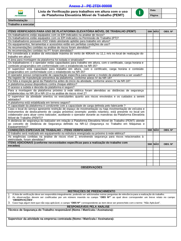 CHECK LIST USO PTA | PDF | Eletricidade