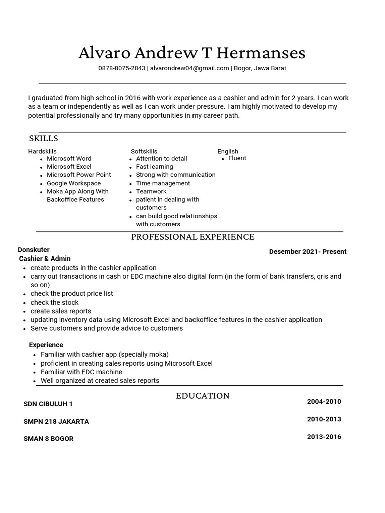 CV - ATS Alvaro Andrew T Hermanses - 20240823 - 105410 - 0000 | PDF