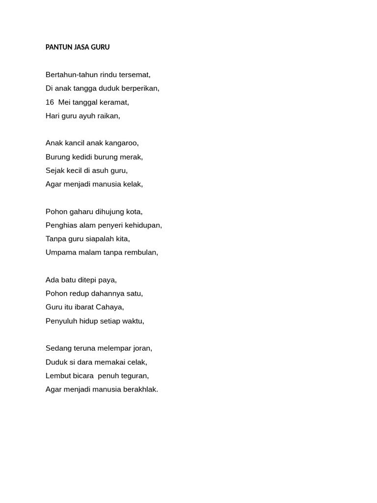Pantun Jasa Guru - Murid | PDF