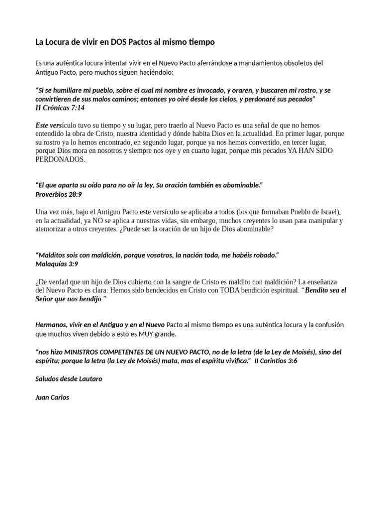 La Locura de Vivir Entre Dos Pactos | PDF