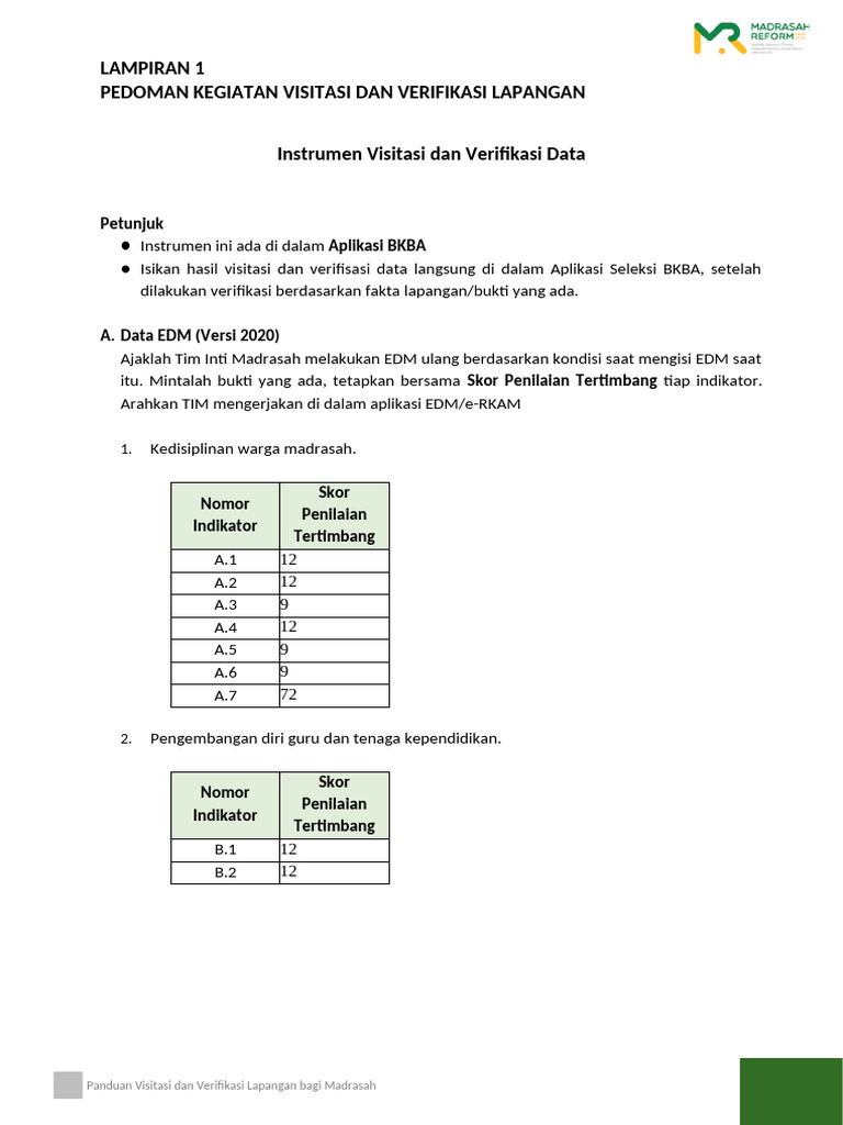 Form Visitasi Bkba | PDF