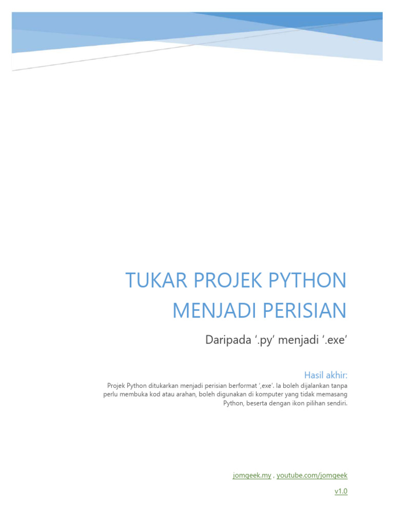 Tutorial Tukar Projek Python Menjadi EXE Husnilkhatimi | PDF