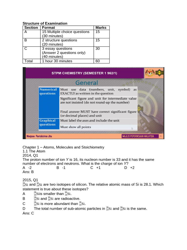 Past Year Part 1 Ans | PDF | Isotope | Chemical Elements