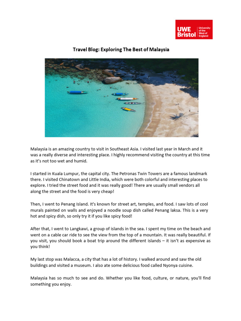 01 Travel Blog - Malaysia | PDF
