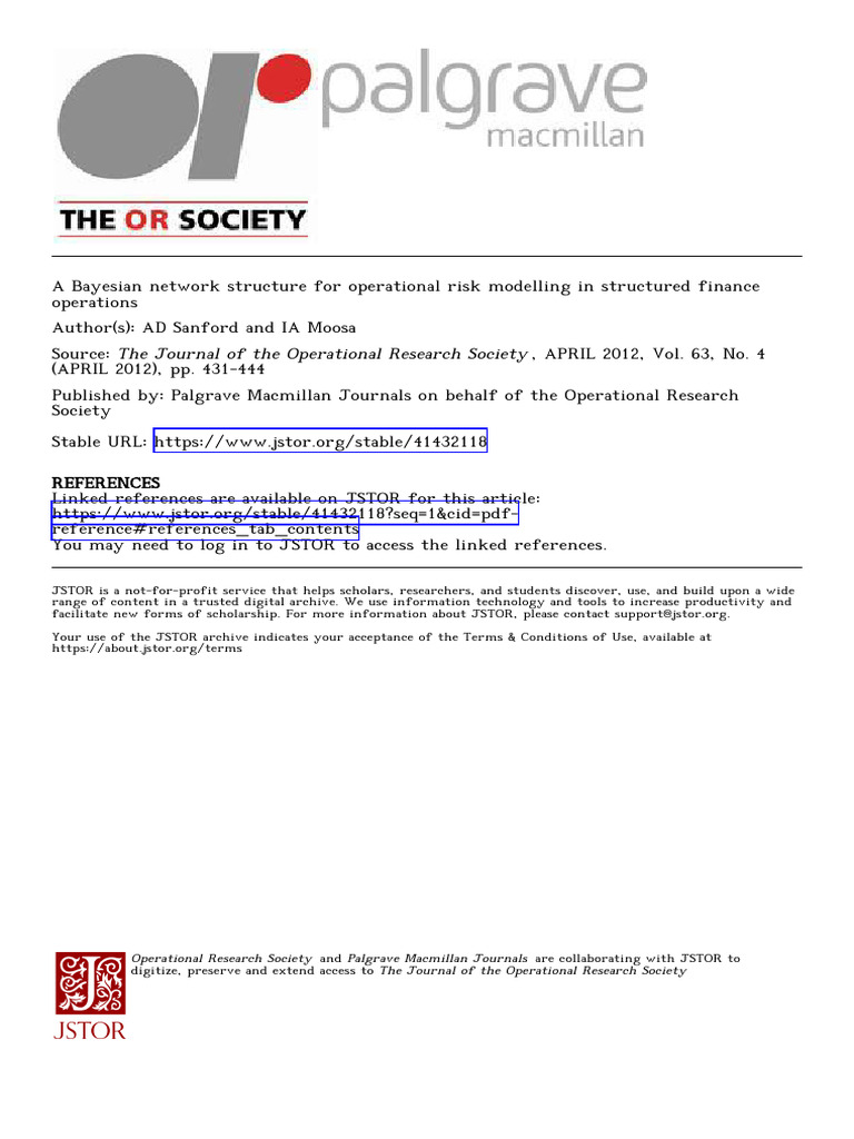 A Bayesian network structure for operational risk modelling in ... A Bayesian network structure for operational risk modelling in ...