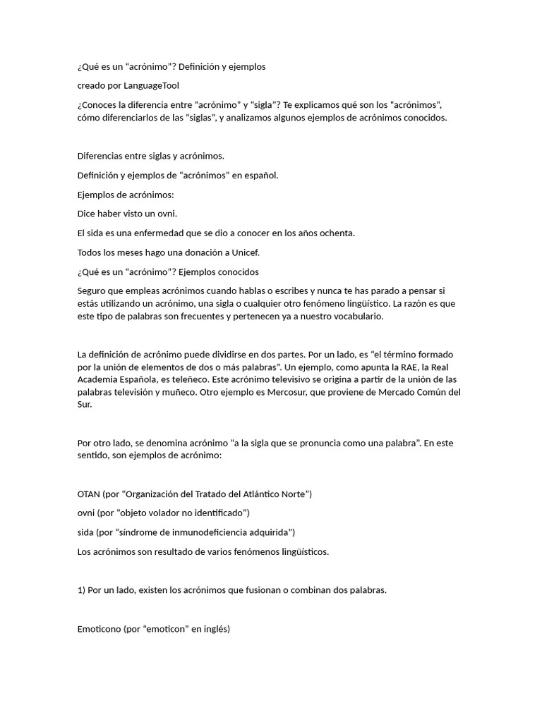Qué Es Un Acronimo o Sigla | PDF | Acrónimo | Objeto volador no ...