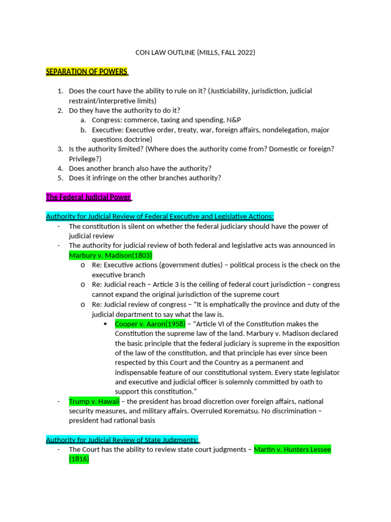 Con Law General Principle Outline | PDF | Commerce Clause | Article One ...
