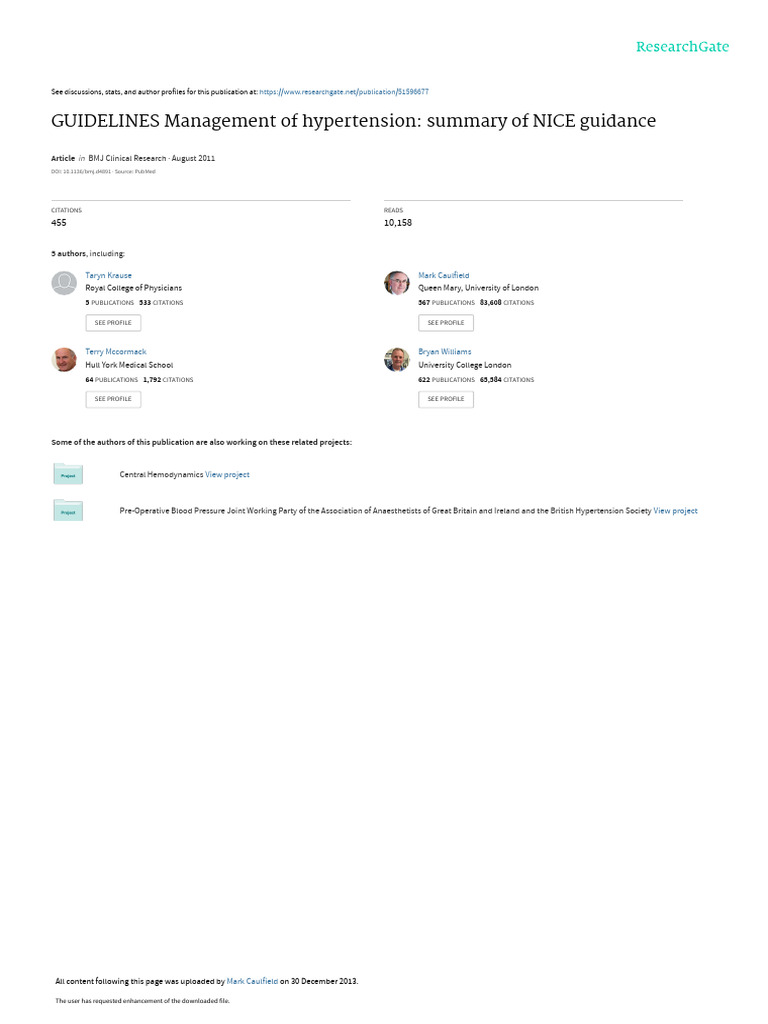 Summary - Nice Hypertension Guidelines 2022 | PDF | Hypertension ...