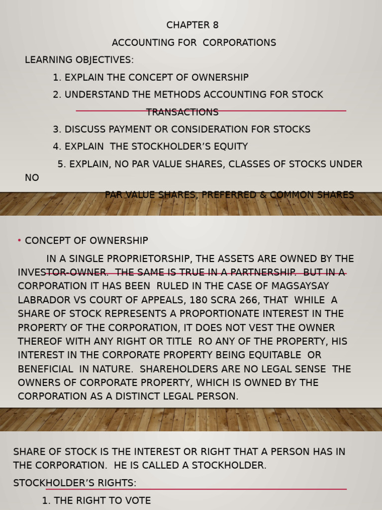 ABM 4 Chapter 8 Presentation Corporation Accounting | PDF | Stocks | Corporations