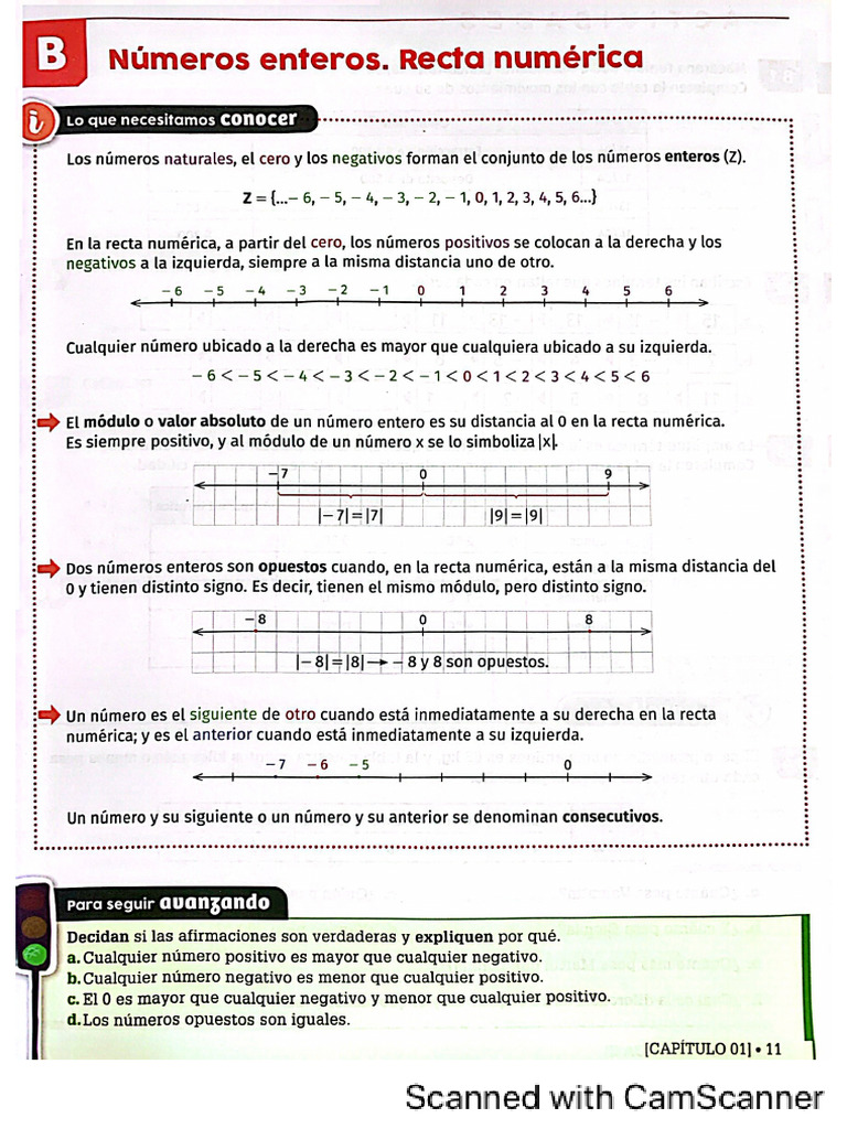 Unidad 2 Nu-Meros Enteros 1er An-O | PDF