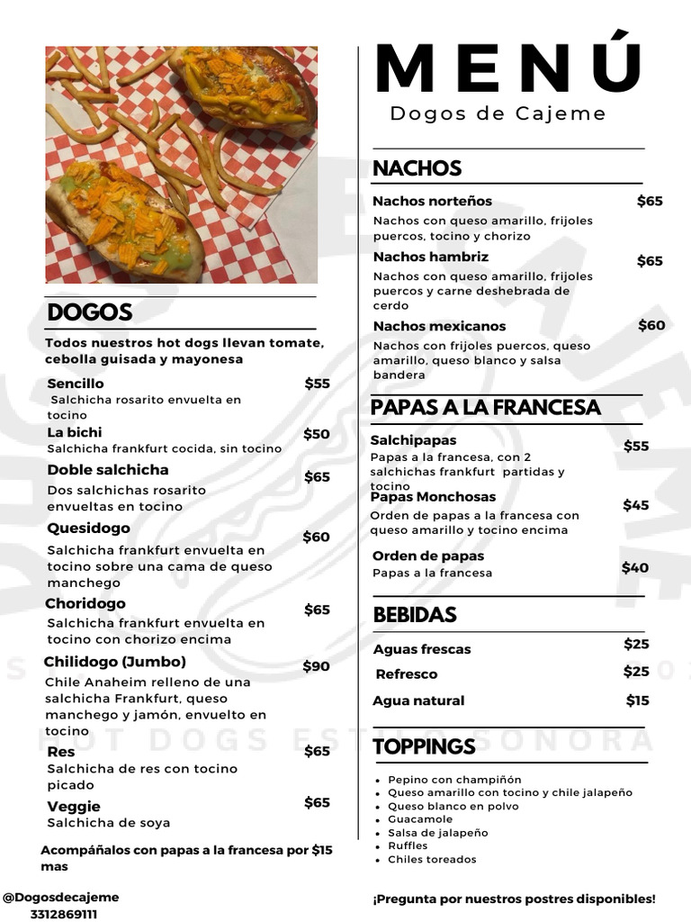 Menu Dogos de Cajeme | PDF | Salchicha | Pancho