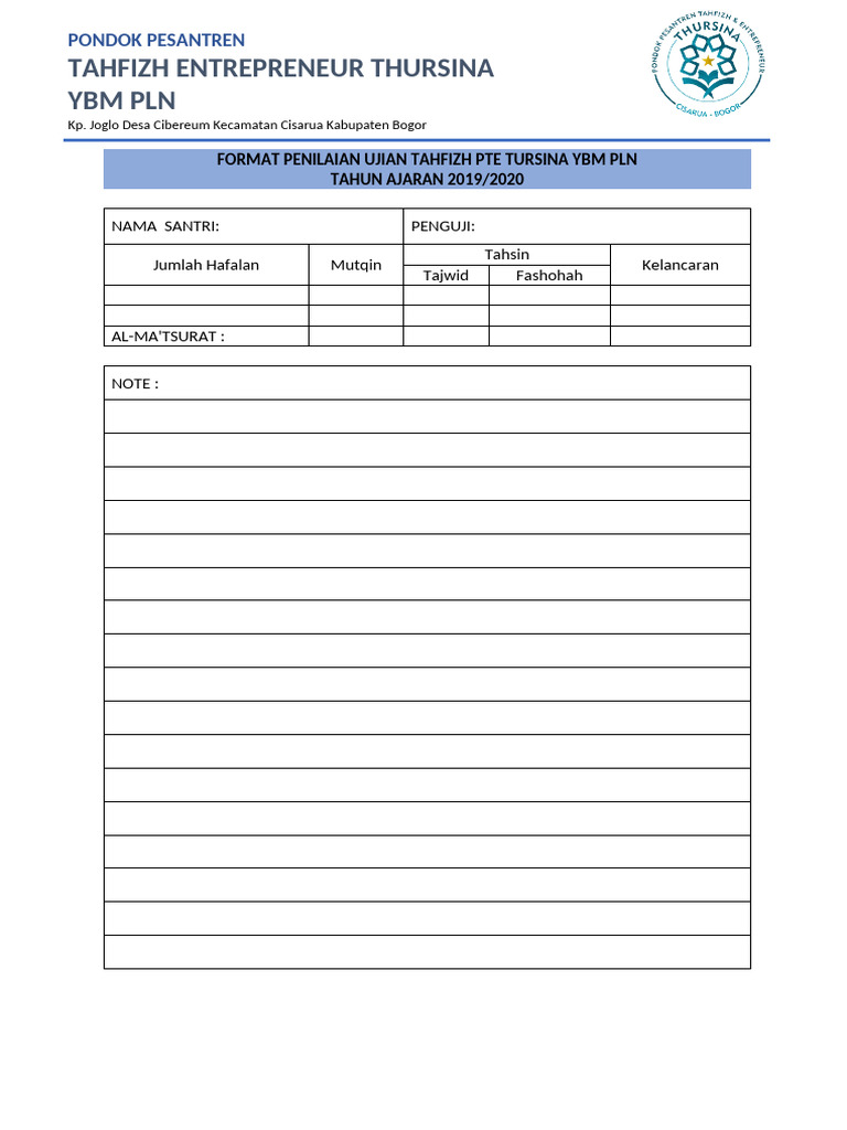 Format Penilaian | PDF
