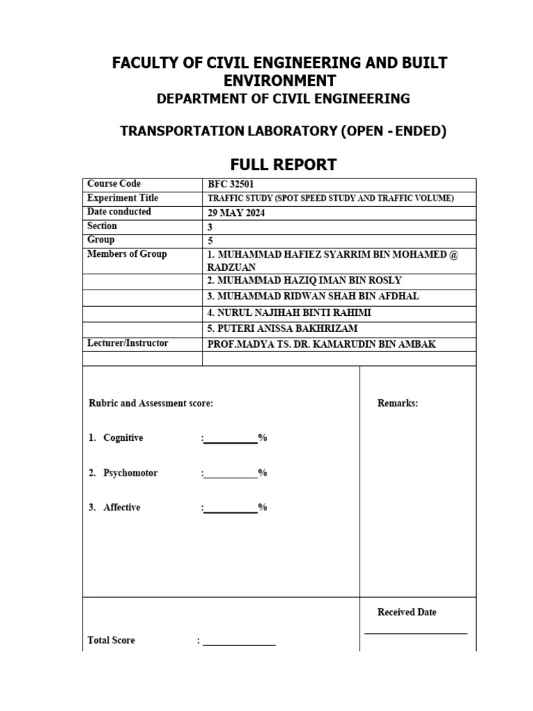 Lab report | PDF | Traffic | Speed Limit