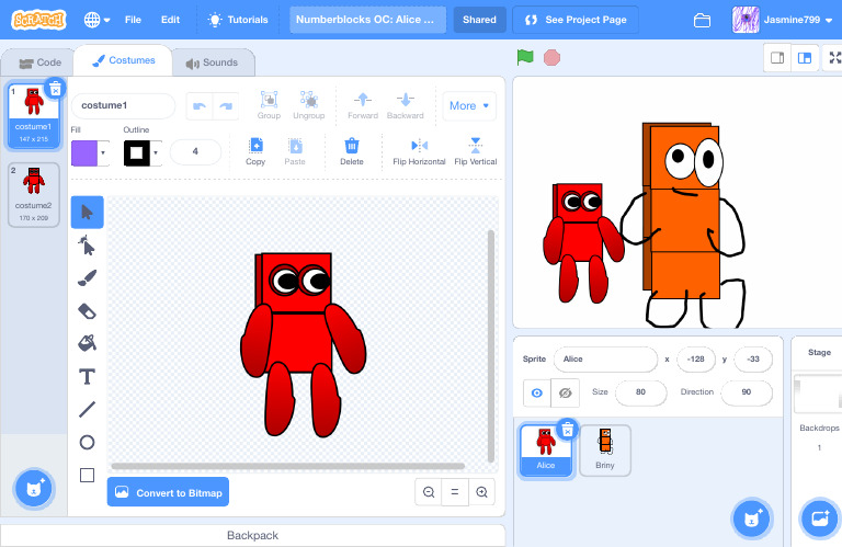 Numberblocks OC Alice and briny on Scratch | PDF