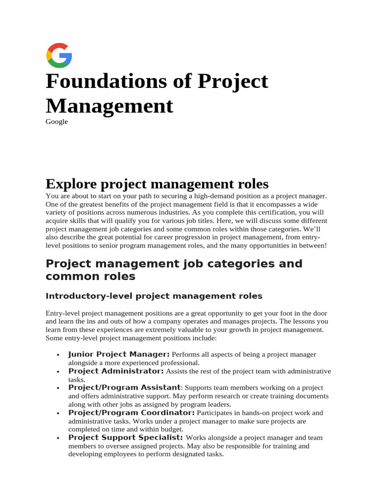 Project Management Roles Guide | PDF | Scrum (Software Development ...