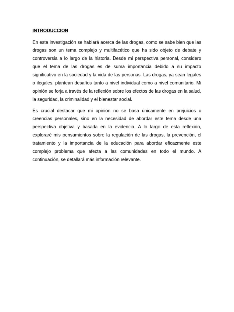 Las Drogas | PDF | La dependencia de sustancias | Drogas