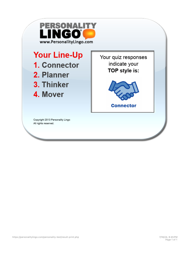 Personality Lingo | PDF