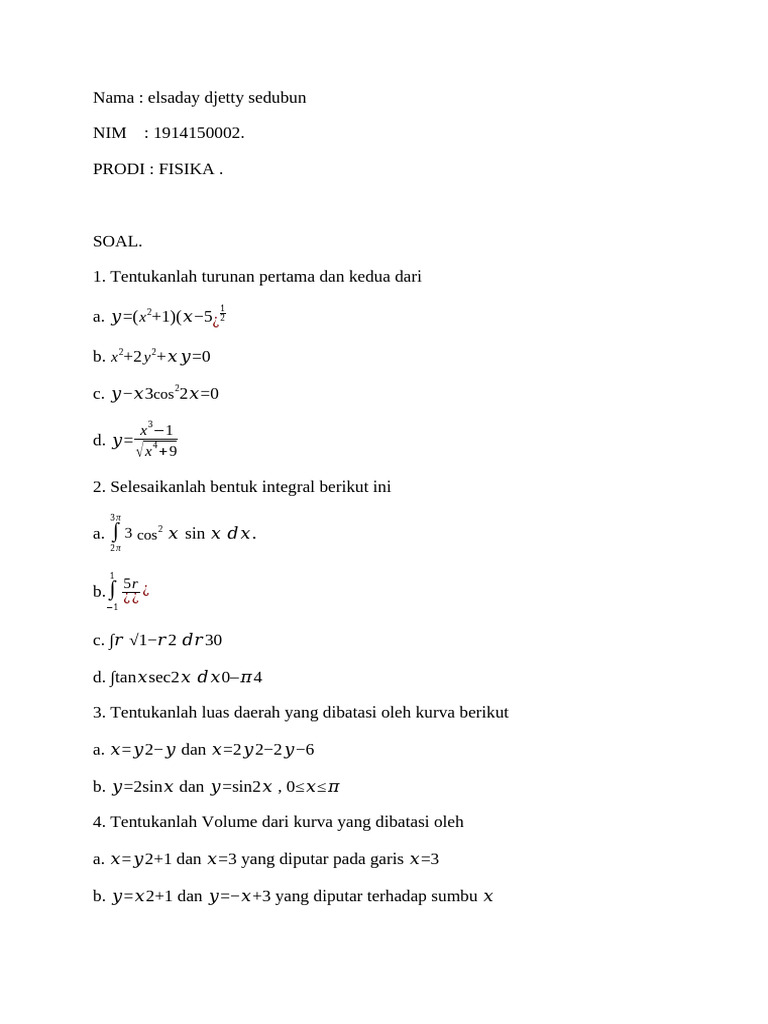Uas Matematika Lanjuttan. (Elsaday Sedubun) | PDF