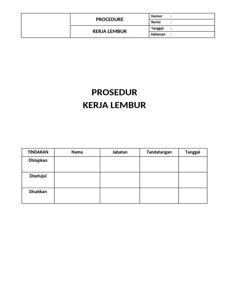 Prosedur Kerja Lembur Karyawan | PDF