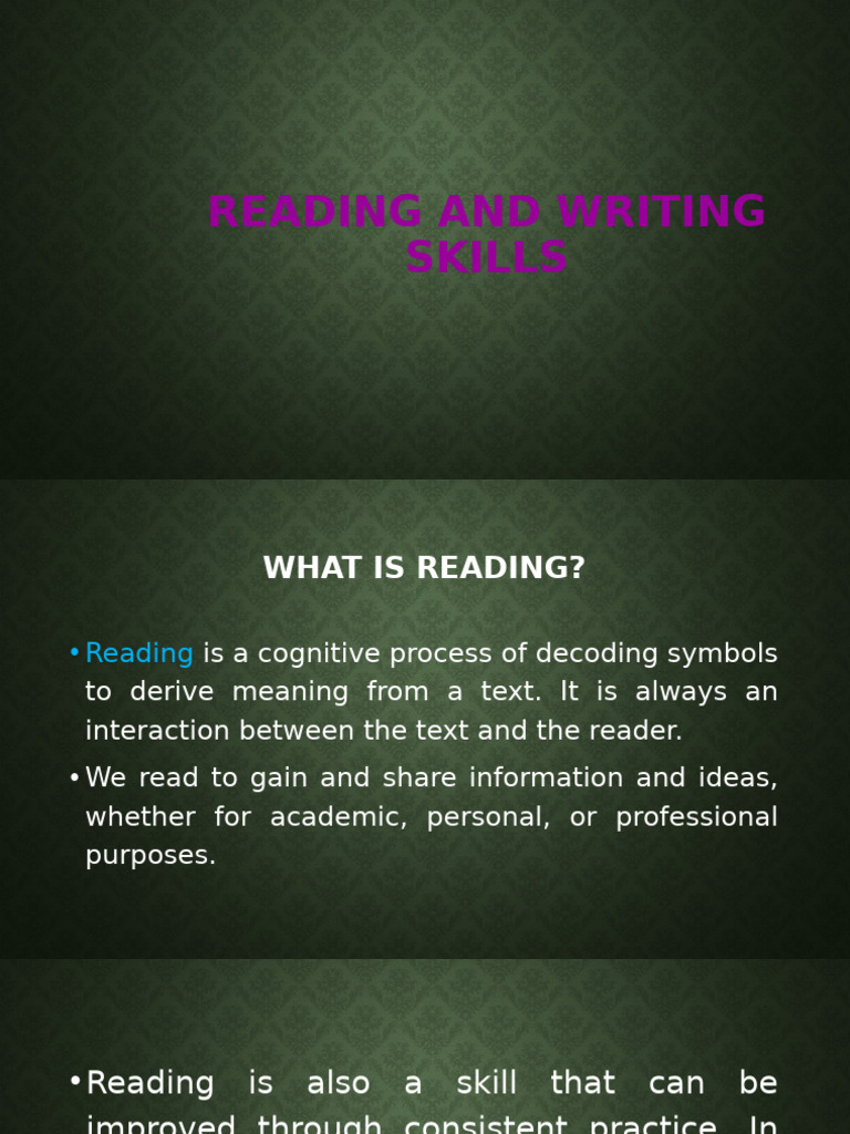 Reading and Writing Skills Lesson 1 | PDF | Speed Reading | Reading Comprehension