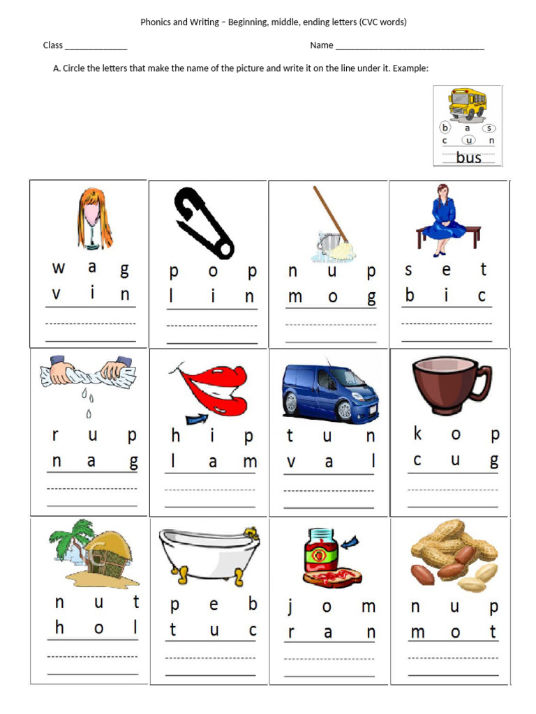 Phonics CVC Word Practice Worksheet | PDF