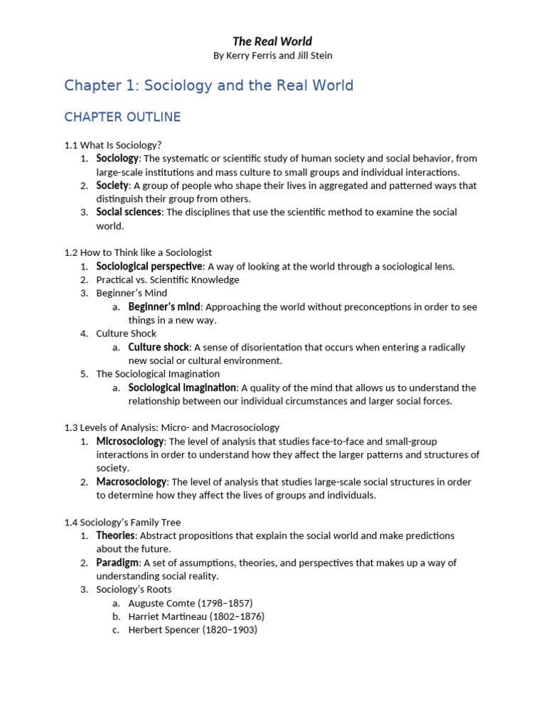 Sociology Chapter 1 Outline | PDF | Sociology | Max Weber