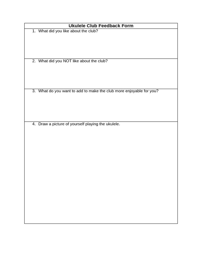 Ukulele Club Feedback Form | PDF