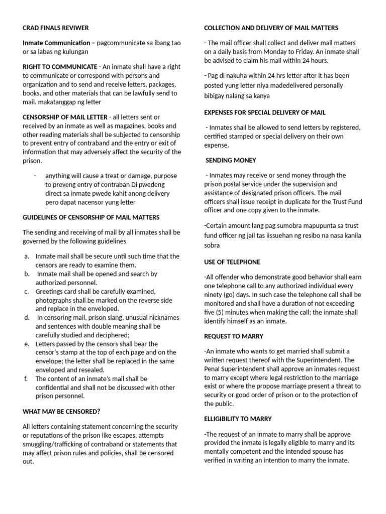 Inmate Communication Guidelines | PDF | Probation | Pardon