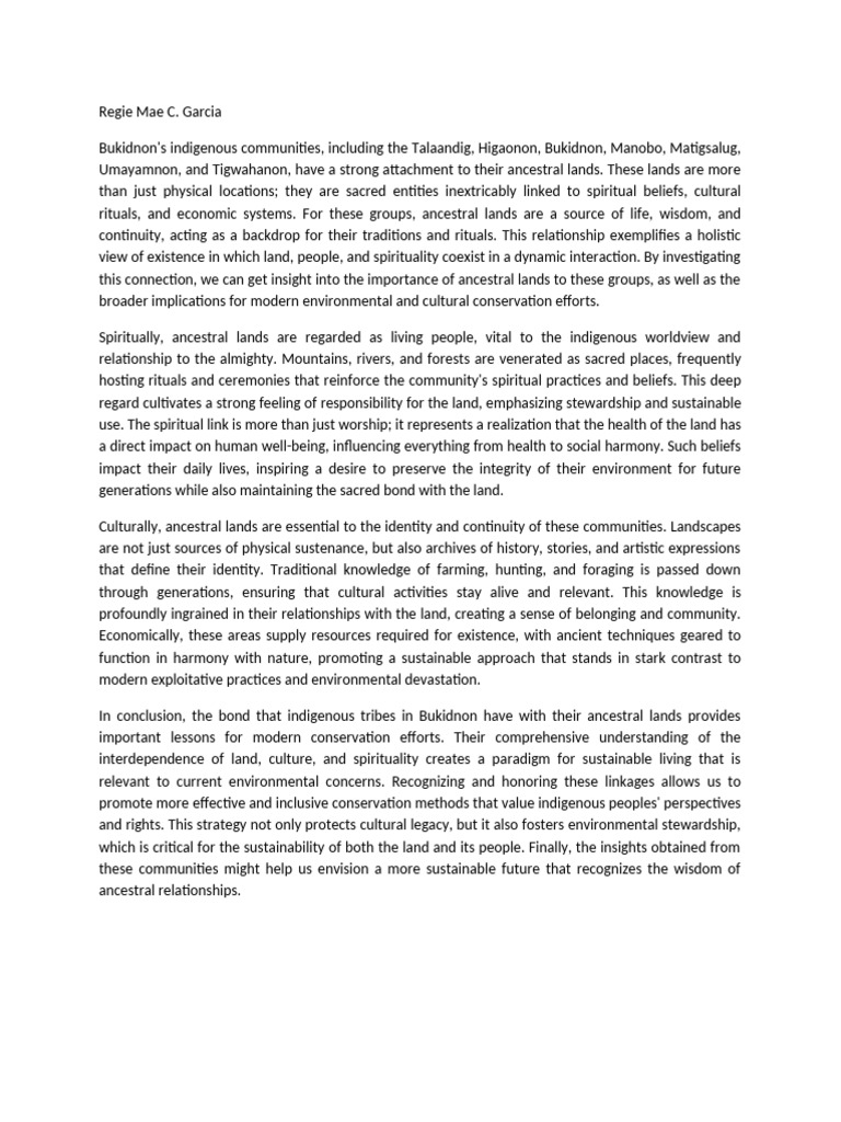 Ancestral Lands and Indigenous Identity | PDF | Sustainability ...