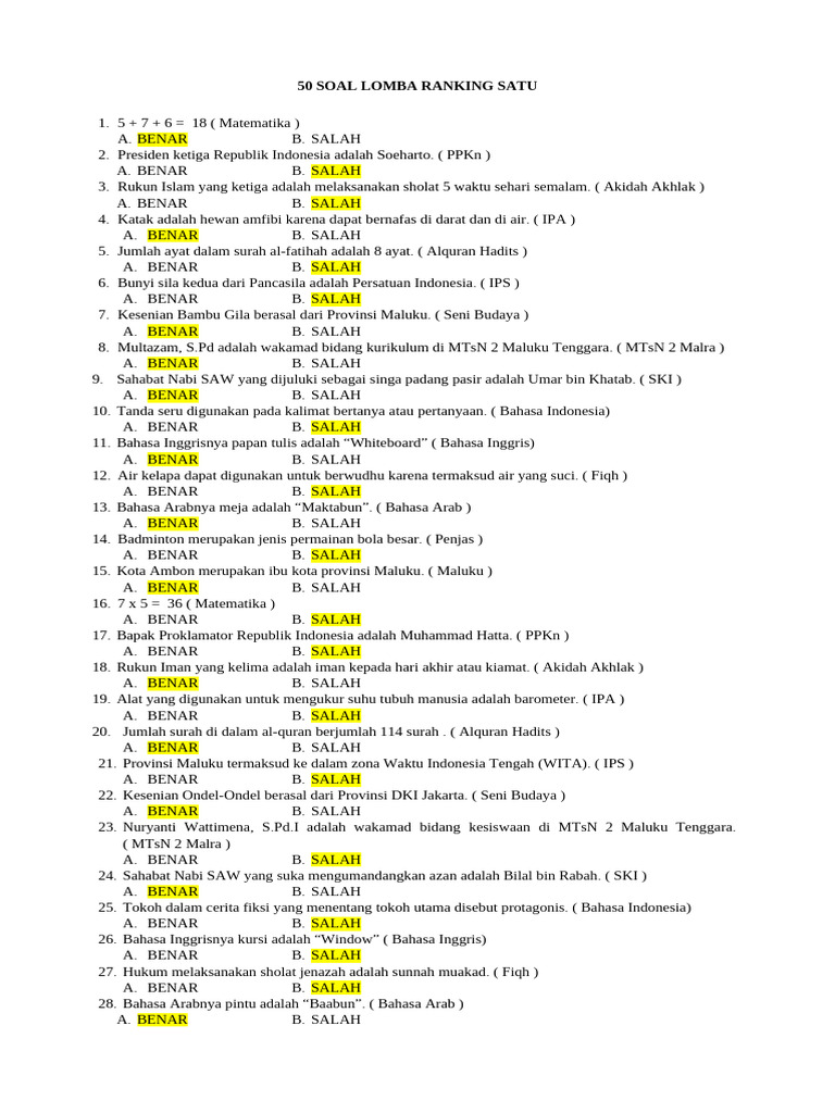 Soal Lomba Ranking 1 | PDF
