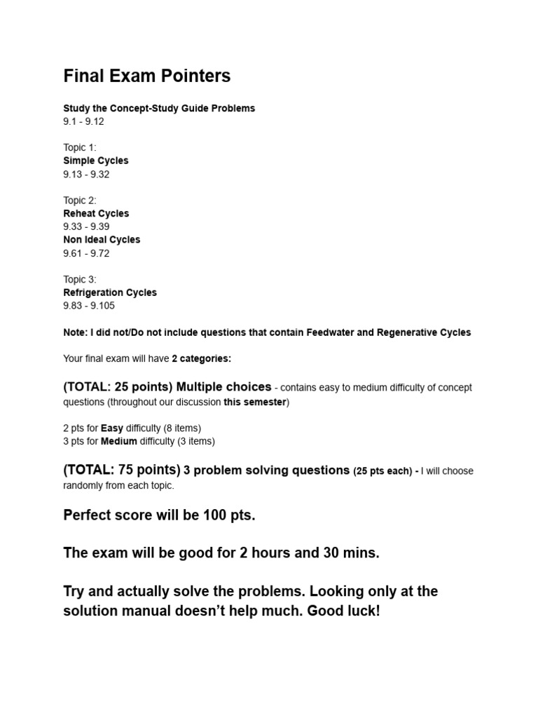 MEC121 Final Exam Pointers | PDF