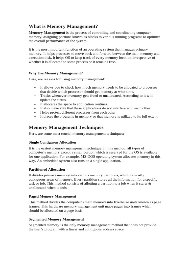 Understanding Memory Management Techniques | PDF | Computer Data Storage | Library (Computing)